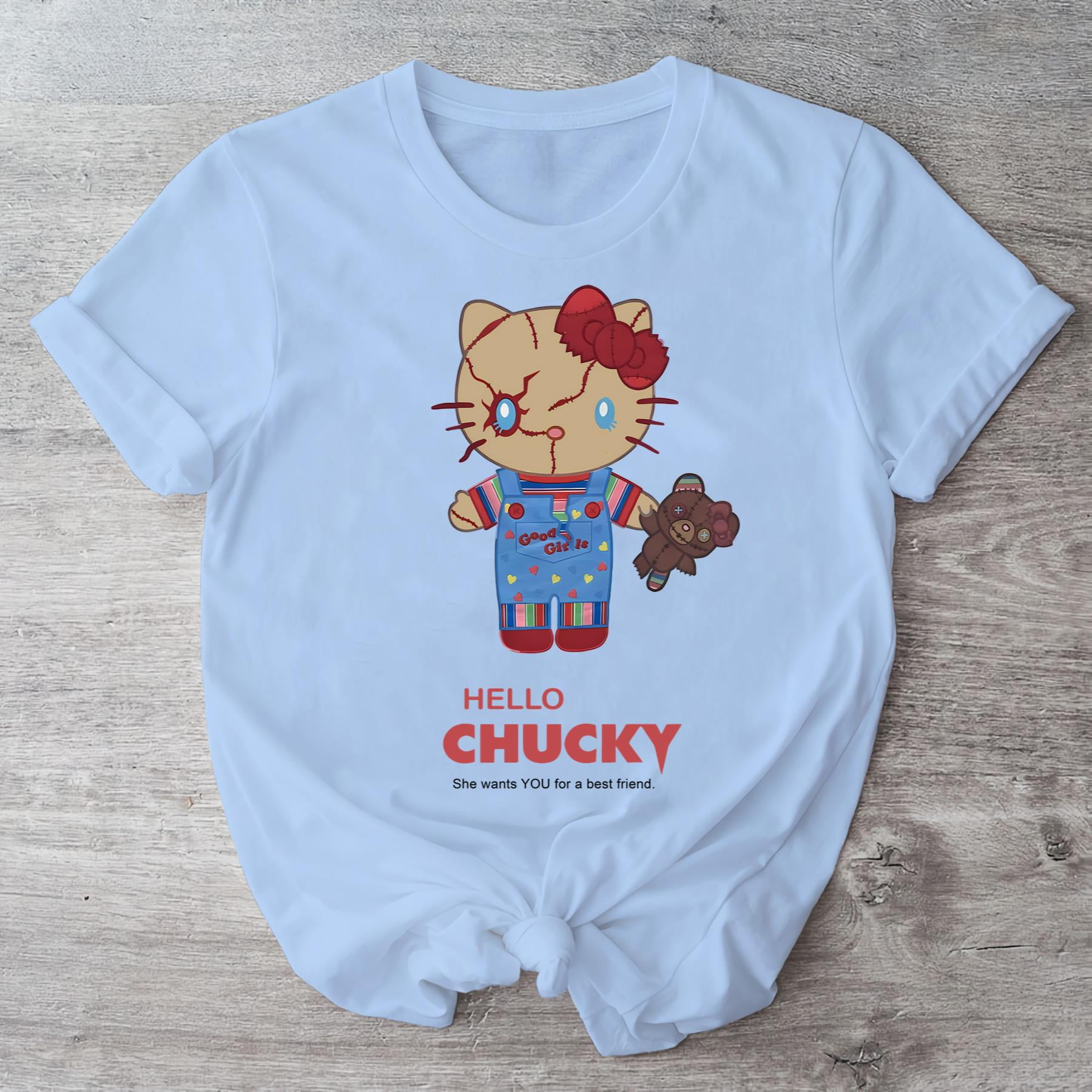 Cute Horror Best Friend Ringer Shirt, Cartoon Cat Inspired Spooky Tee ...