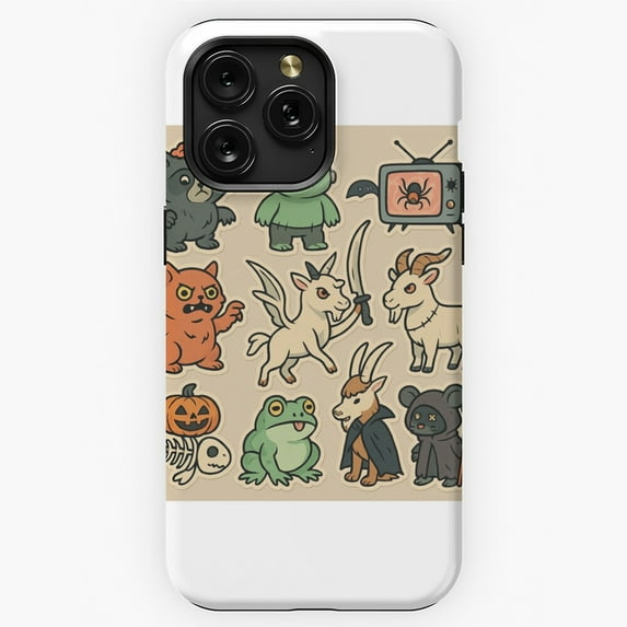 Cute Horror Buddies Retro Cartoon Design iPhone Case 17 to 11 Pro Max ...