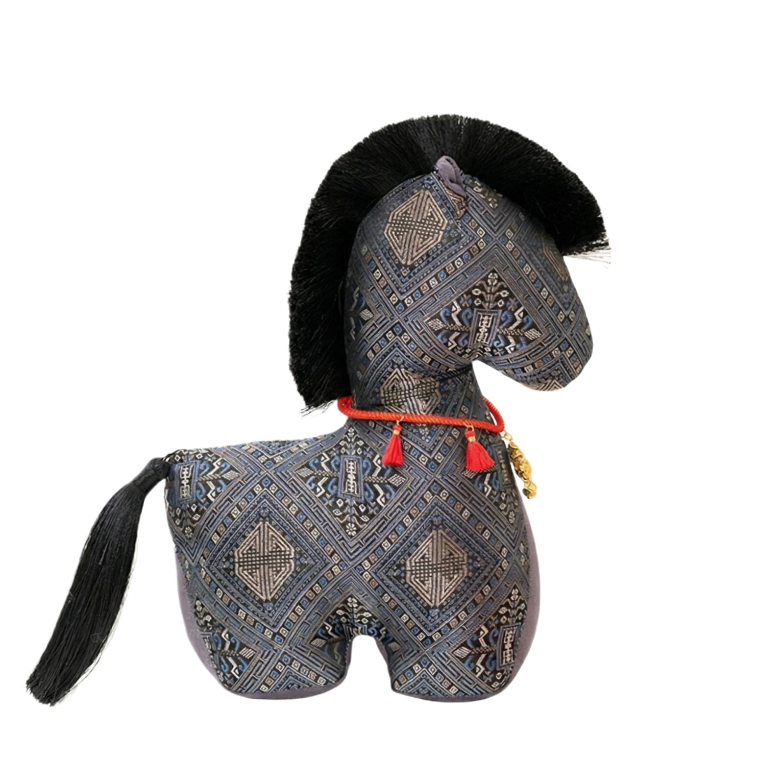 Cute Horse Plush Toy Traditional Chinese Auspicious Brocade Stuffed ...
