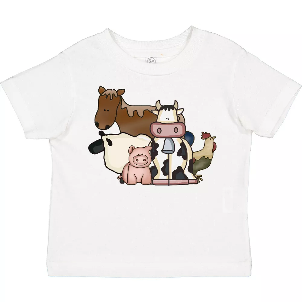 Cute Horse, Sheep, Cow, Pig, And Rooster Farm Animals Toddler T-Shirt ...
