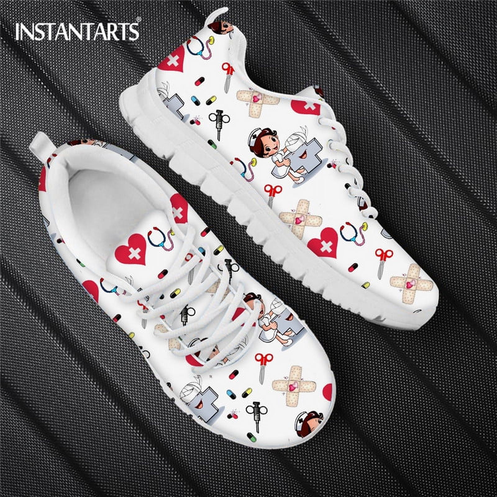 Cute Hospital Nurse Design Casual Shoes For Women Lace Up Woman Flats ...