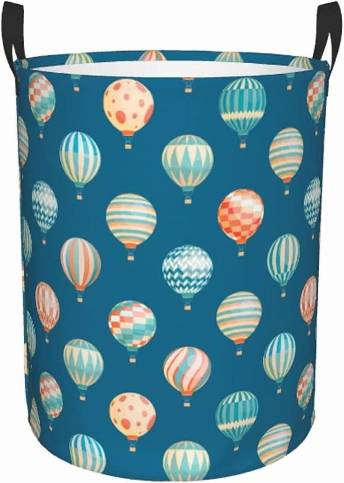 Cute Hot Air Balloons Round Laundry Hamper Storage Basket Toys Clothes ...