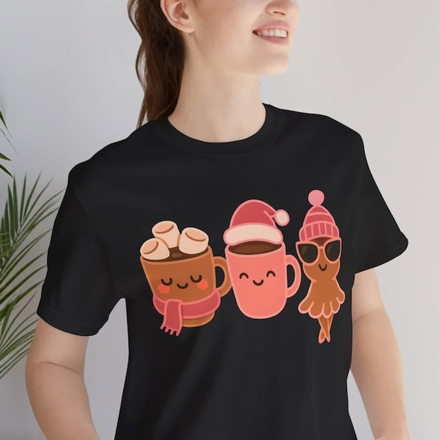 Cute Hot oa CH1Ristmas S1Hirt, Funny H1oliday Coffee T1EE, Fest ...