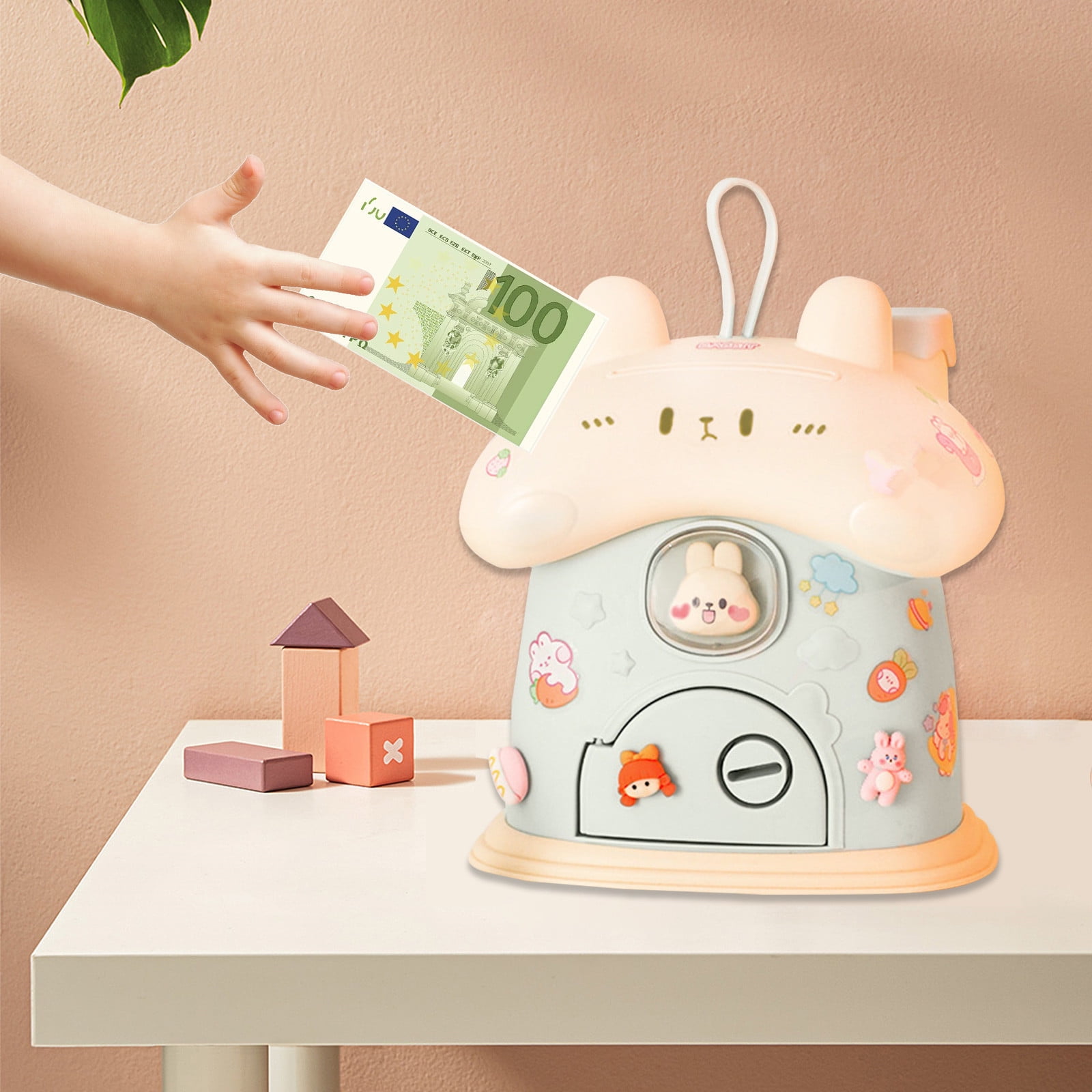 Cute House-Shaped ABS Deposit Box for Kids - Large Capacity Storage ...