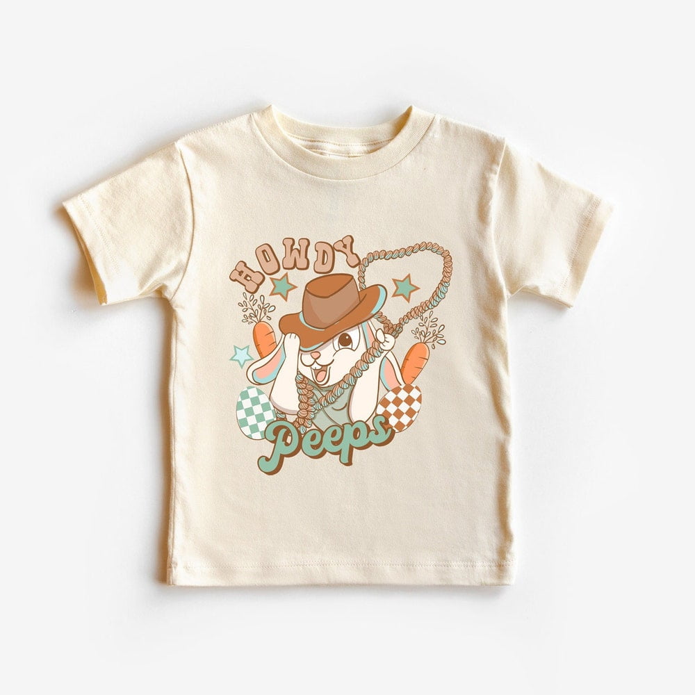 Cute Howdy Peeps Neutral Easter Day Toddler Shirt And Baby Shirt, Western Easter Cowboy Bunny ...