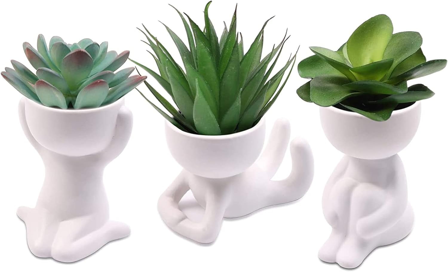 Cute Humanoid Ceramic Planter Pot, 4.3” Doll Small Succulent Bonsai ...