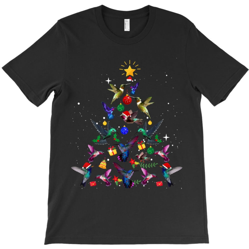 Cute Hummingbird Christmas Tree Funny Xmas Holiday Gift Graphic T-Shirt ...
