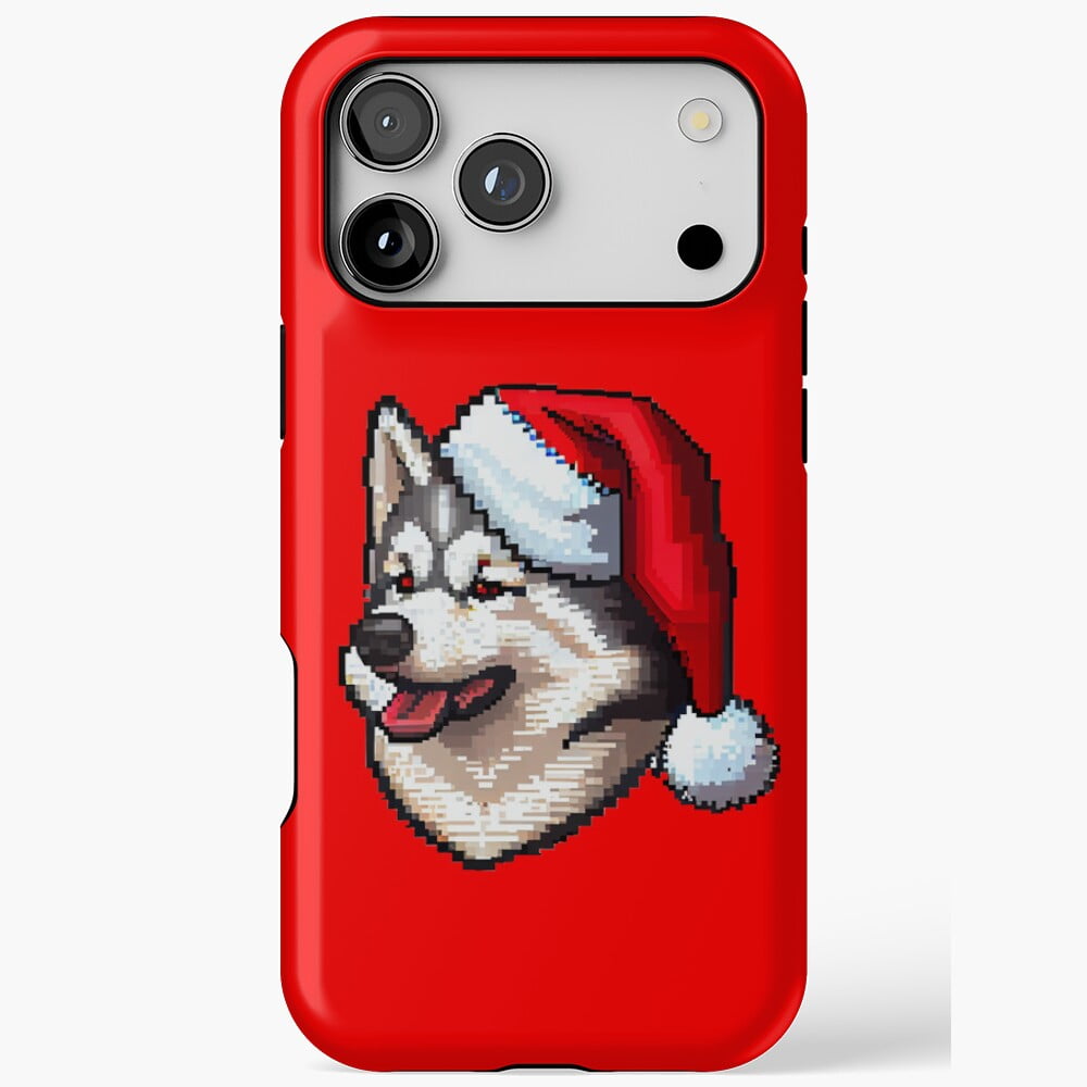 Cute Husky Christmas Grandpa Hat Protective Case for iPhone 11 12 13 14 ...