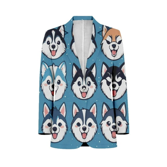Cute Husky Faces Pattern Customized Men's Suits full man Shawl Collar ...