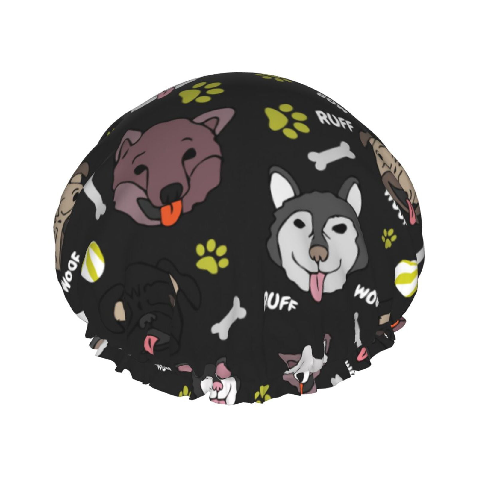 Cute Husky French Bulldog Funny Shower Cap, Reusable Bath Hair Hat for ...