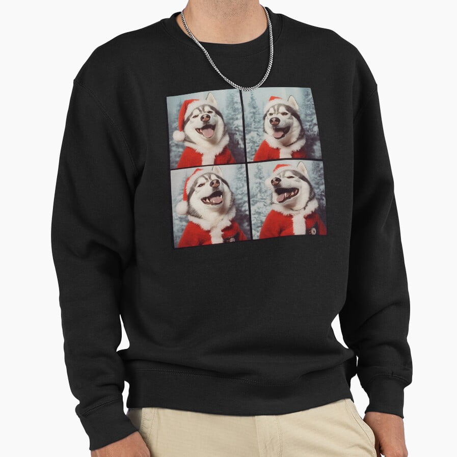 Cute Husky In St. Nick Hat Funny Christmas Graphic Unisex Sweatshirt ...