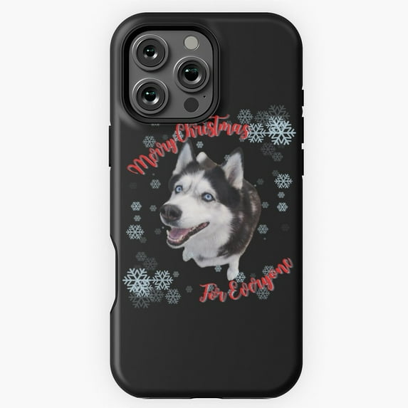 Cute Husky in Snowflakes Merry Christmas Art iPhone Case 17 to 11 Pro ...