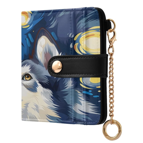 Cute Husky in Starry Night Women's Wallet PU Leather Card Cases RFID ...