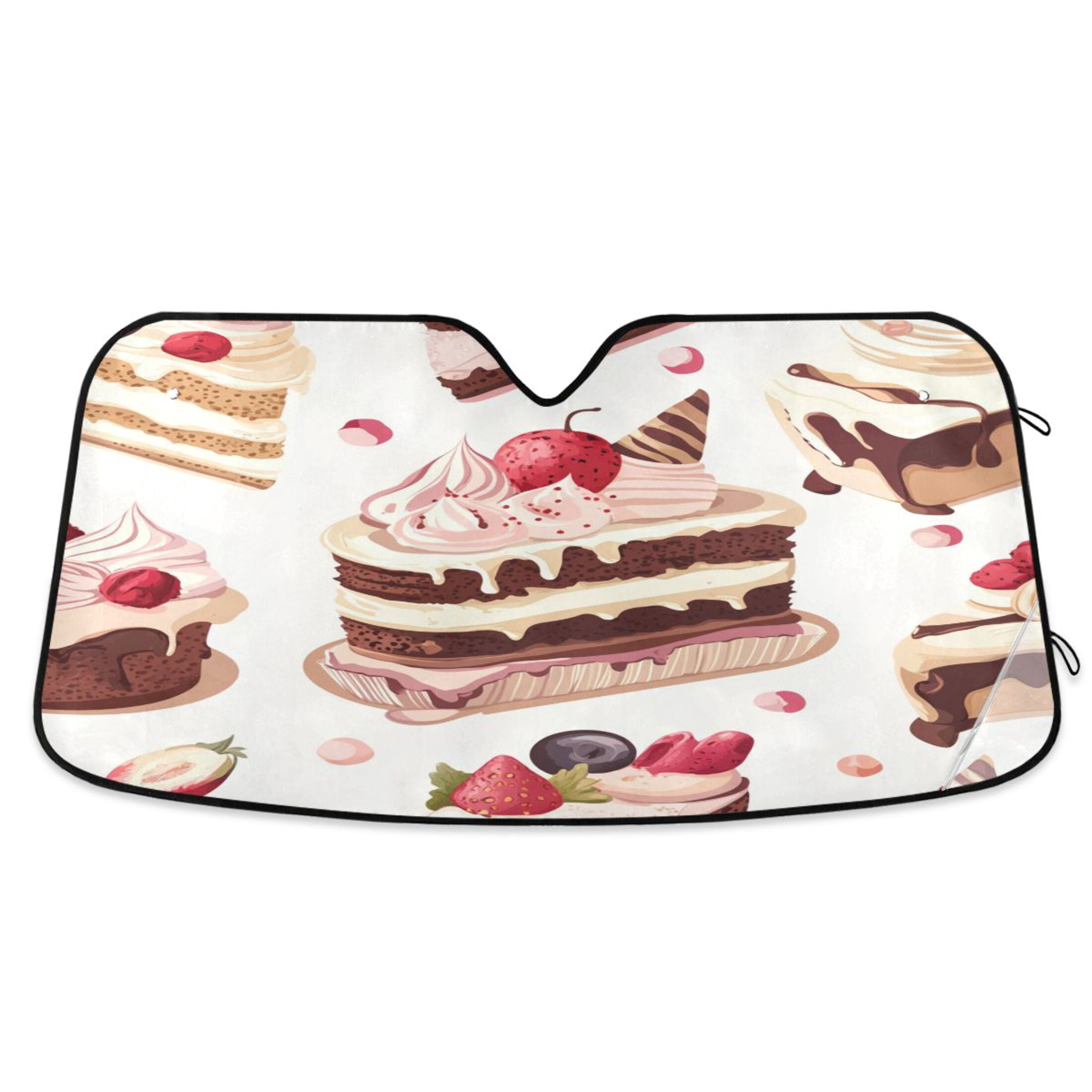 Cute Ice Cream Cakes with Fruits Windshield Sun Shade Automobile Visor ...