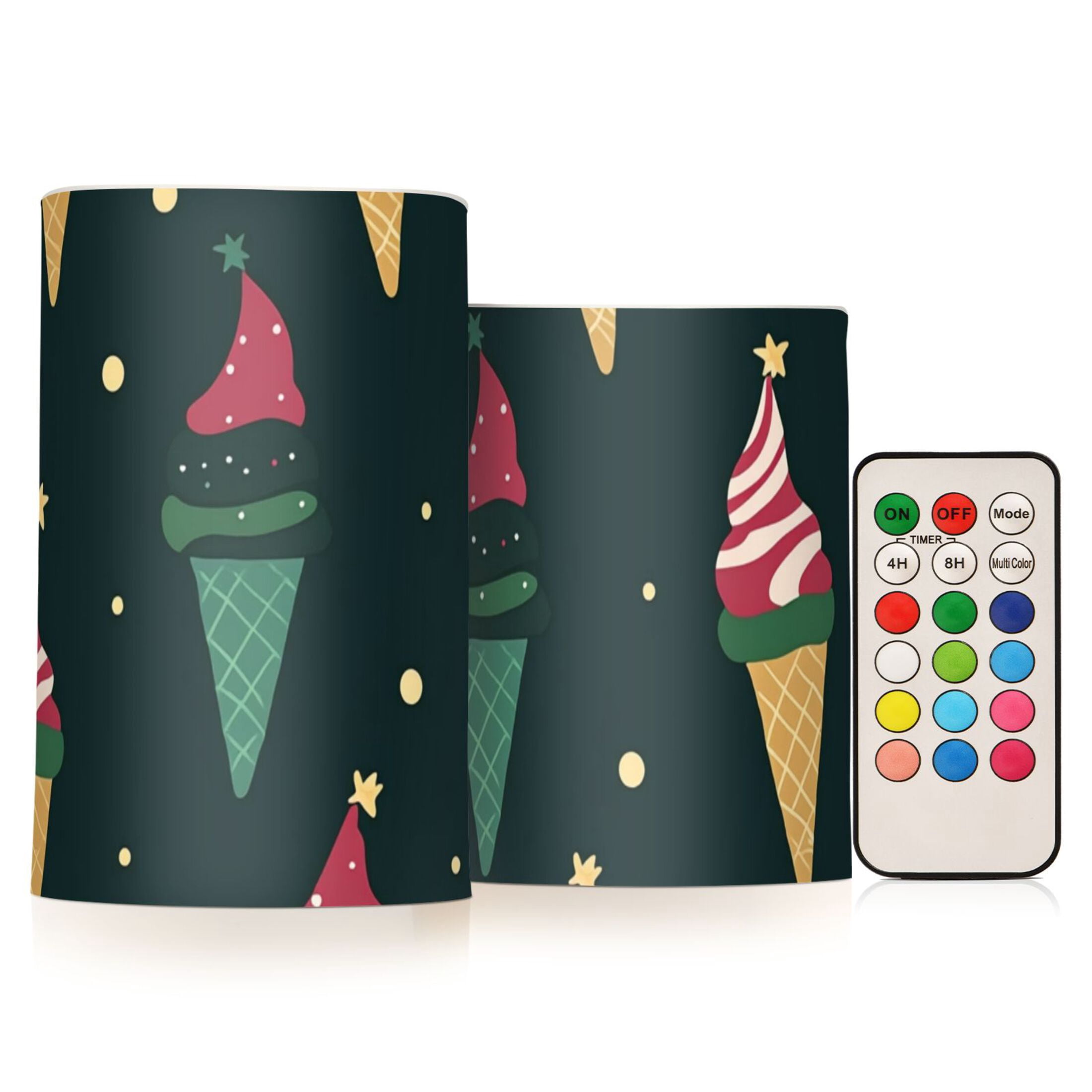 Cute Ice Cream Cones with Christmas Elements Flickering Flameless ...
