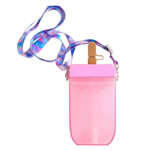 Cute Ice Cream Popsicle Shaped Water Bottle with Shoulder Strap, 10Oz ...