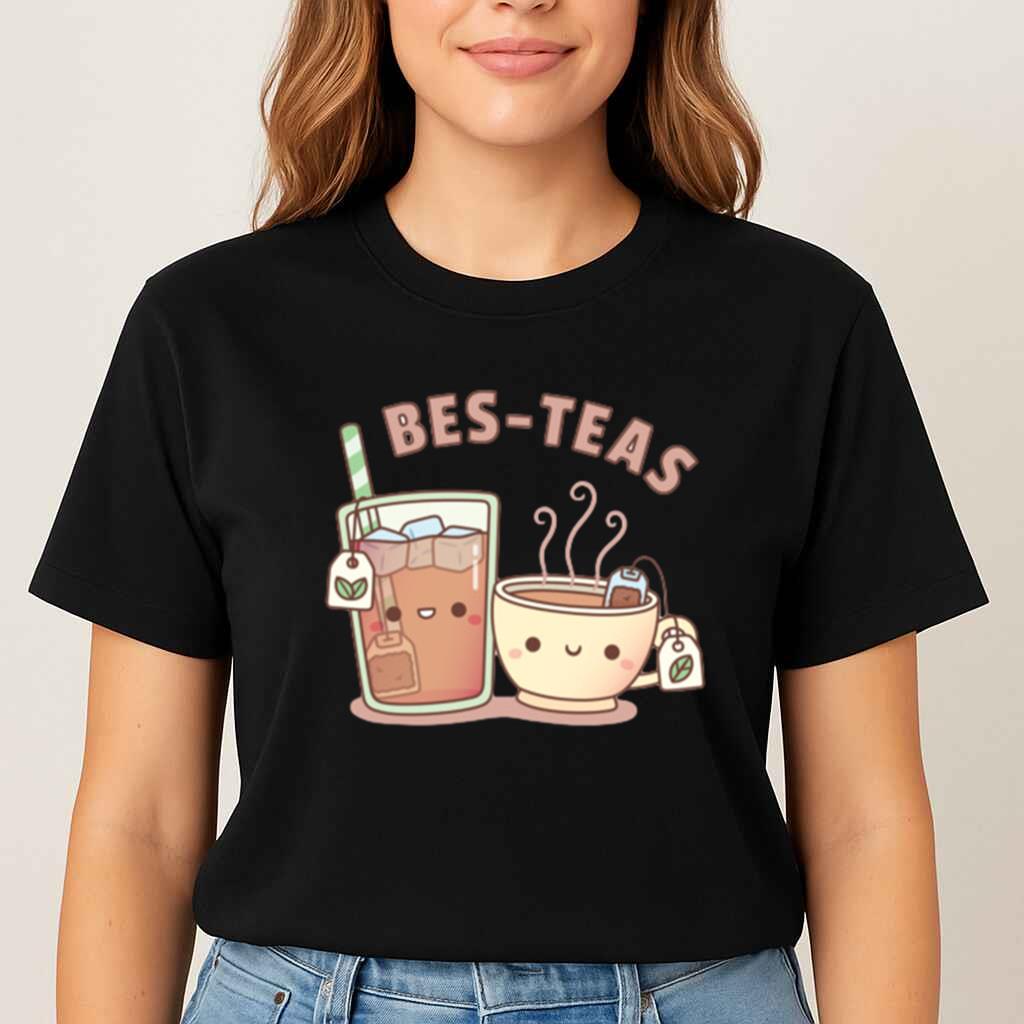 Cute Iced Tea And Hot Tea Bes Teas Bestie Pun Art For Unisex T-Shirt up ...