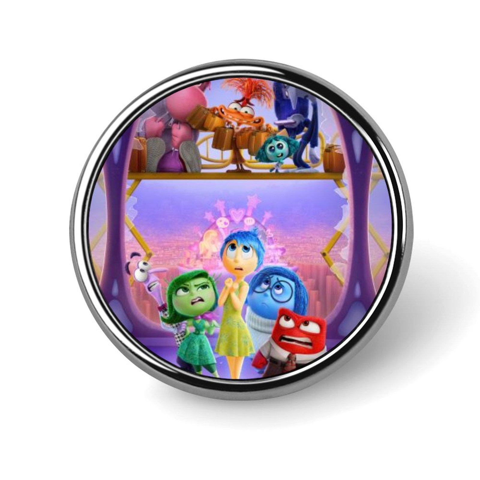 Cute Inside Out Aluminium Alloy Round Badge Brooch Lapel Pin Button ...