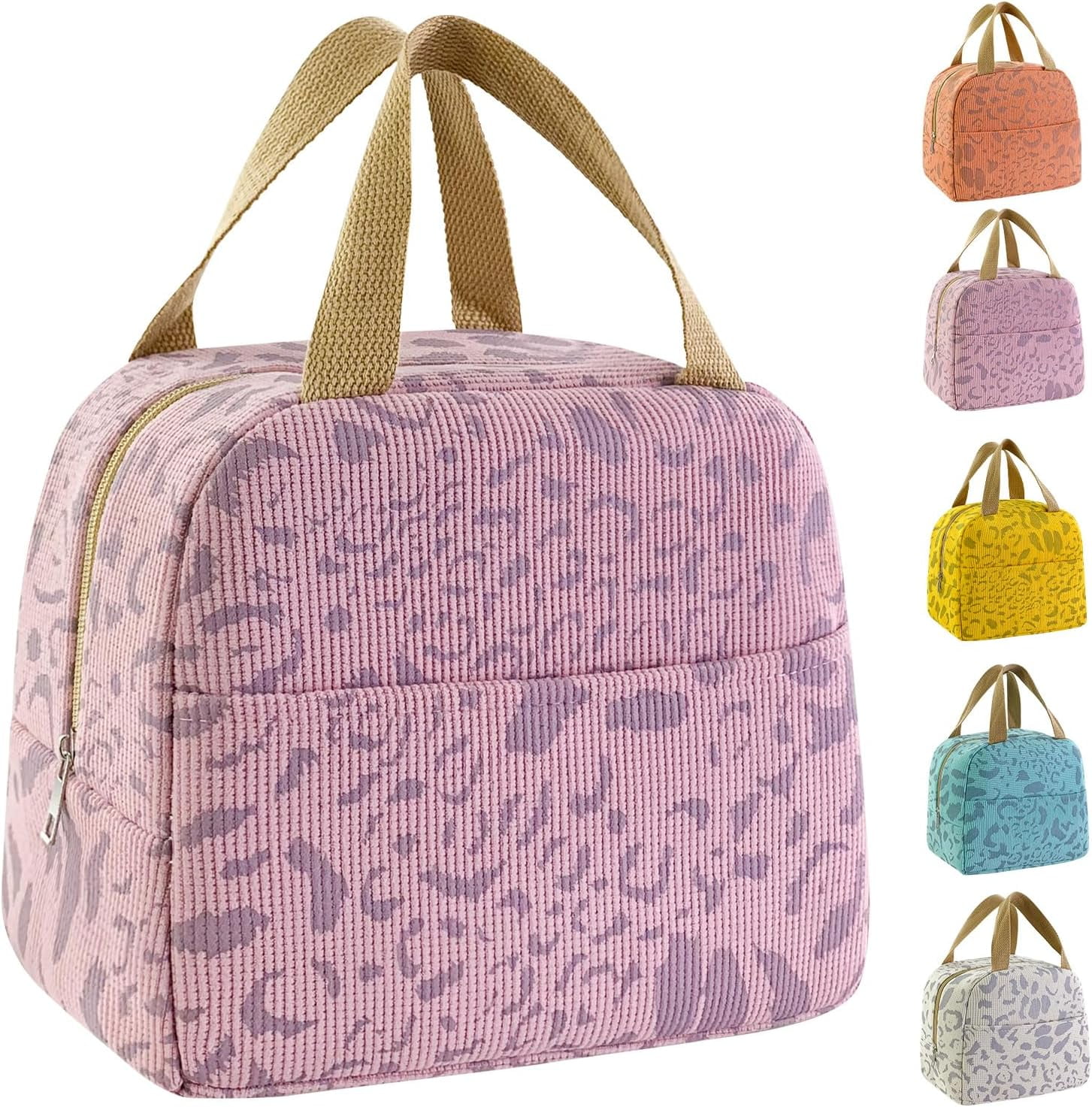 Mziart Lunch Bag, Cute Leopard Print Insulated Lunch Box for Women Men ...