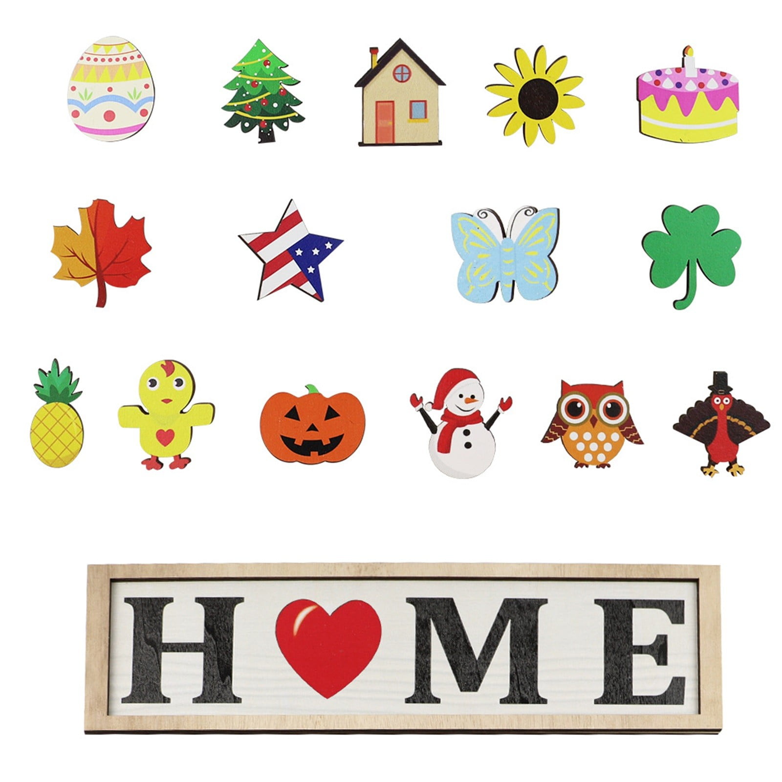 Cute Interchangeable Seasonal Welcome Sign Front Door Decoration Rustic ...