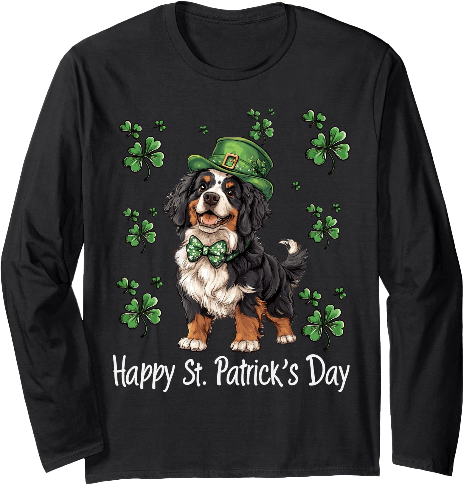 Cute Irish Bernese Mountain Dog 2025 Lover Long Sleeve Tee Lucky Shirt ...