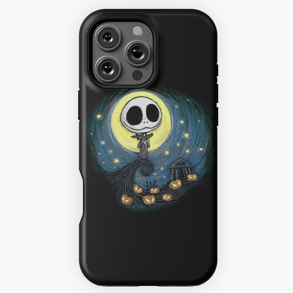 Cute Jack Skellington Starry Night Phone Case for iPhone 16 15 14 13 12 ...