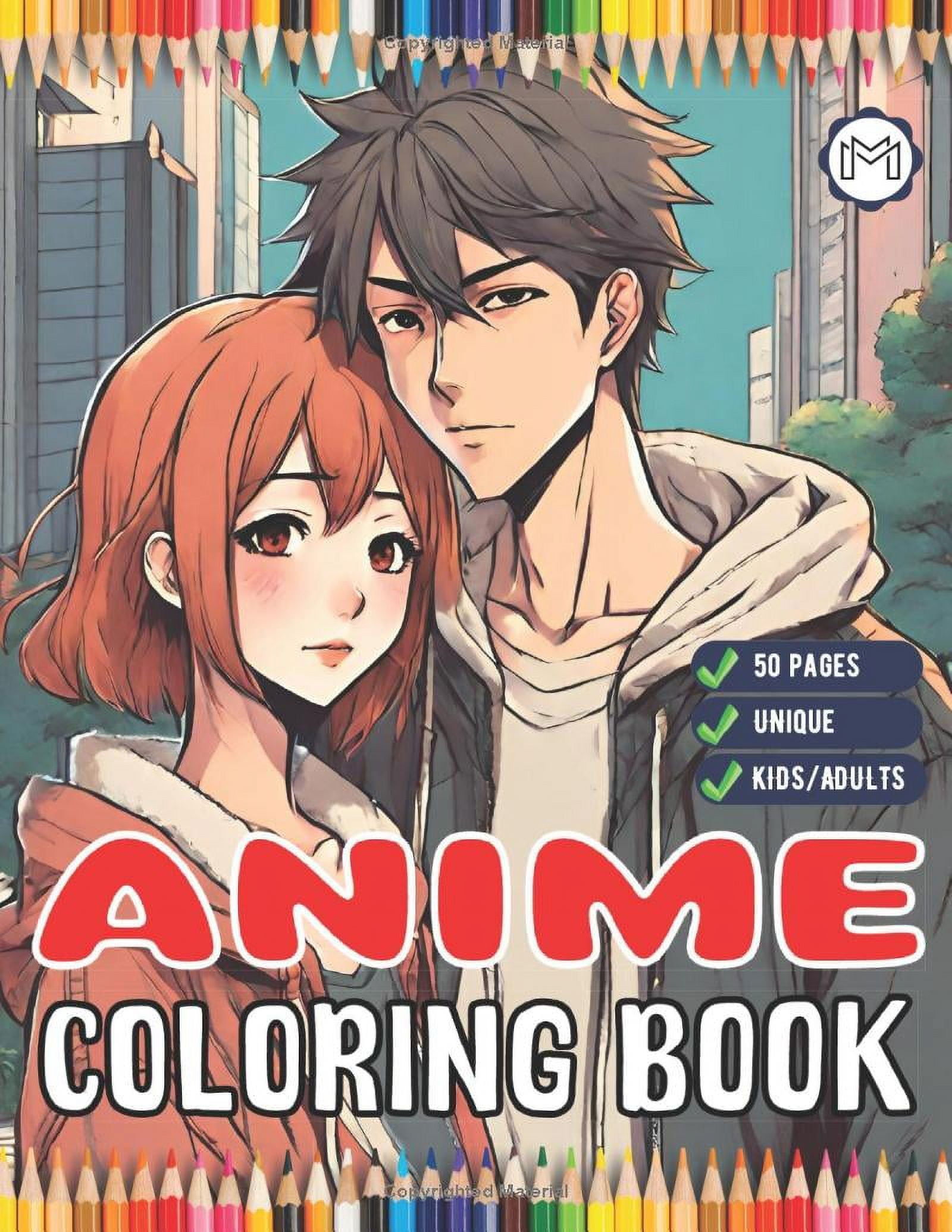 Cute Japanese Anime Coloring Book for Adults Kids Boys Girls 50 Pages ...