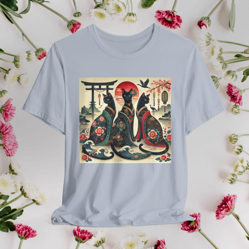 Cute Japanese Black Kitty Cats in Kimonos Tee - Tokyo Kyoto Edo Japan ...