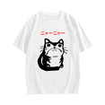 Cute Japanese Cat Cotton casual T-shirt - Walmart.com
