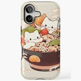 Cute Japanese Cat Eating Ramen Noodles Funny Food iPhone Case with ...