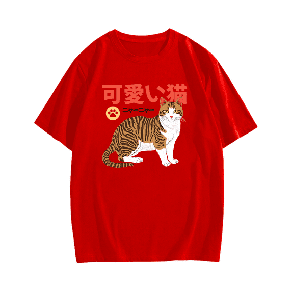 Cute Japanese style cat Cotton casual T-shirt - Walmart.com