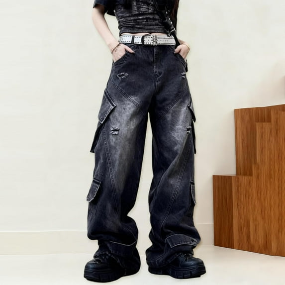 Cute Jeans for Women High Waisted Cargo Jeans Womens Straight Jeans ...