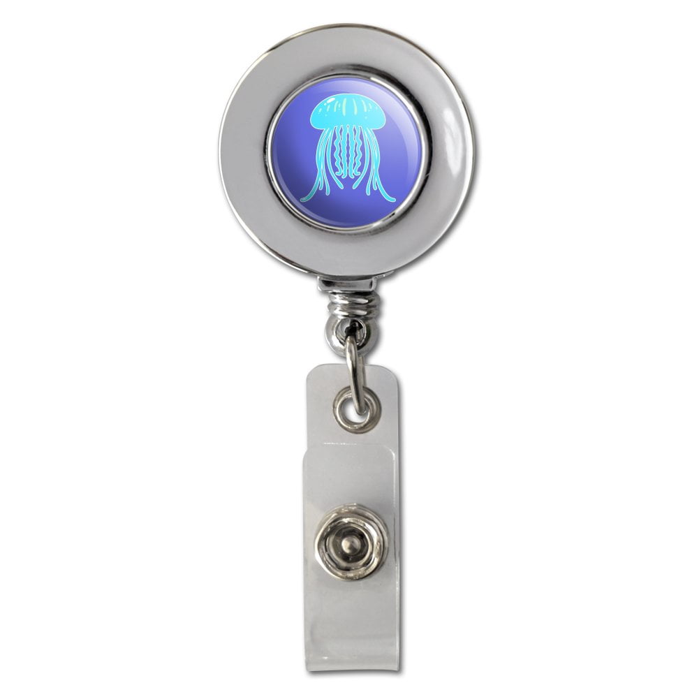 Cute Jellyfish Tentacles Ocean Retractable Reel Chrome Badge ID Card ...