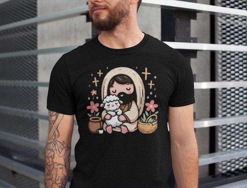 Cute Jesus With Lamb PNG - Kawaii Christian Art - Faith-based Clipart ...