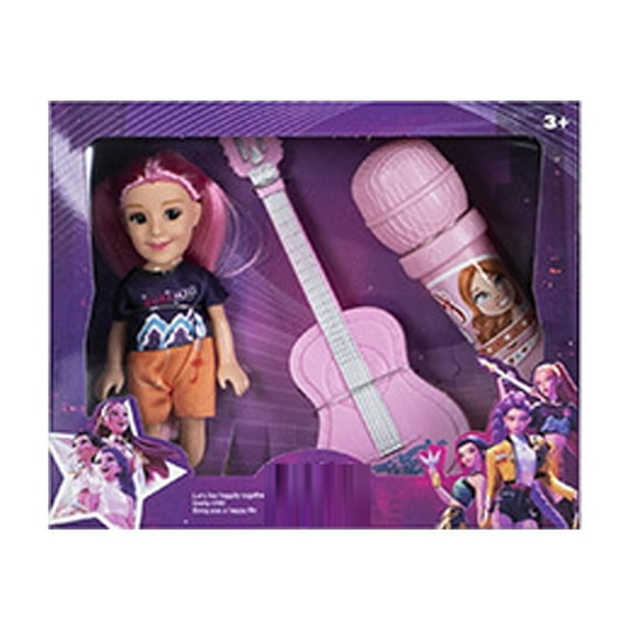 Cute Dolls Set with Trendy Outfits, Equipped with Guitar and Microphone ...