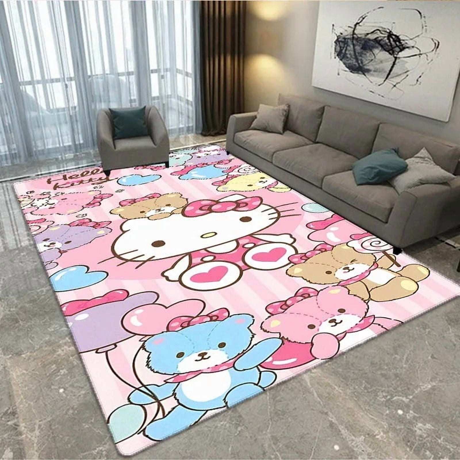 Cute KT Cat Printed Home Carpet Area Rug Living Room Bedroom Bedside ...