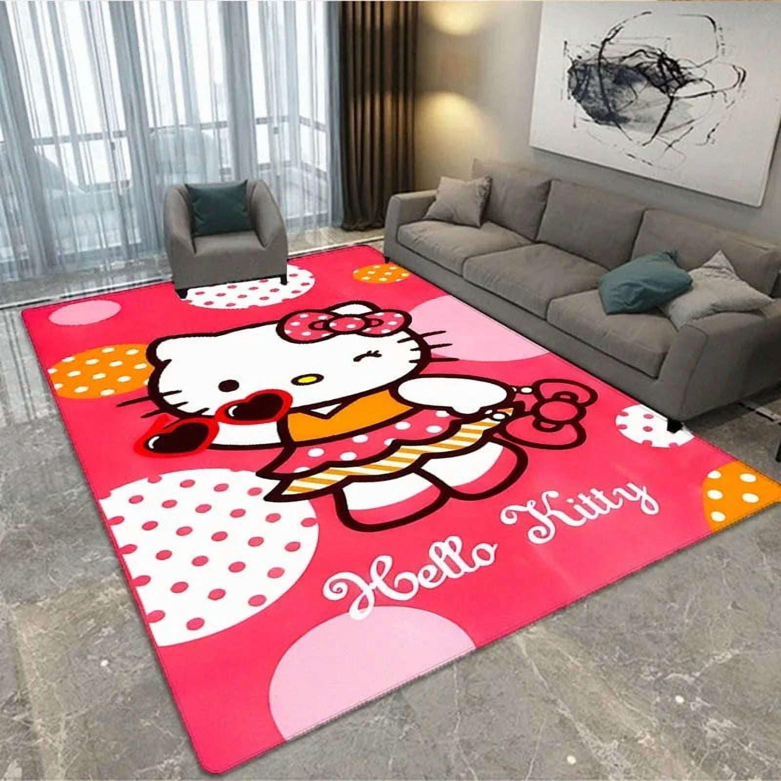 Cute KT Cat Printed Home Carpet Area Rug Living Room Bedroom Bedside ...