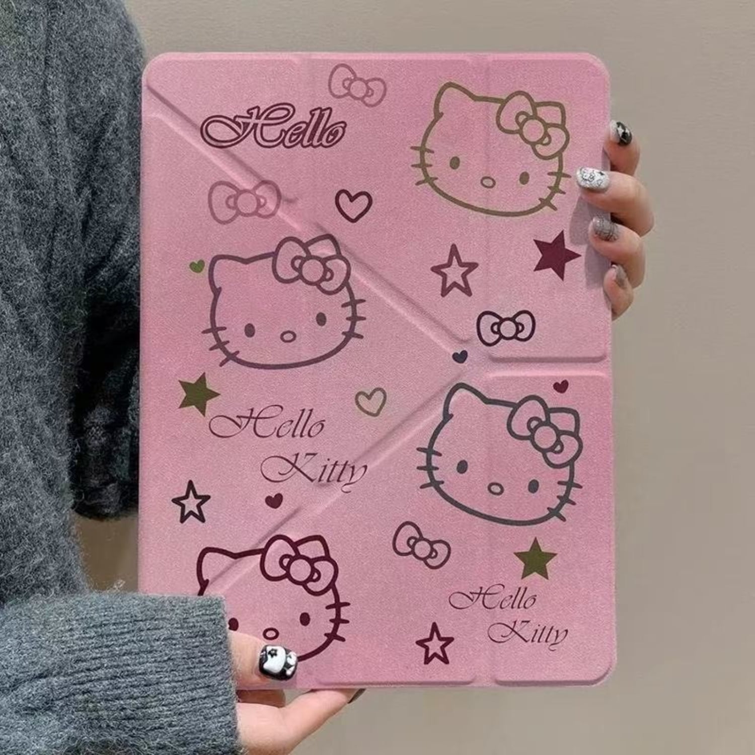 Cute KT Cat Y-fold Transparent Tablet Case Tablet Protector Compatible ...