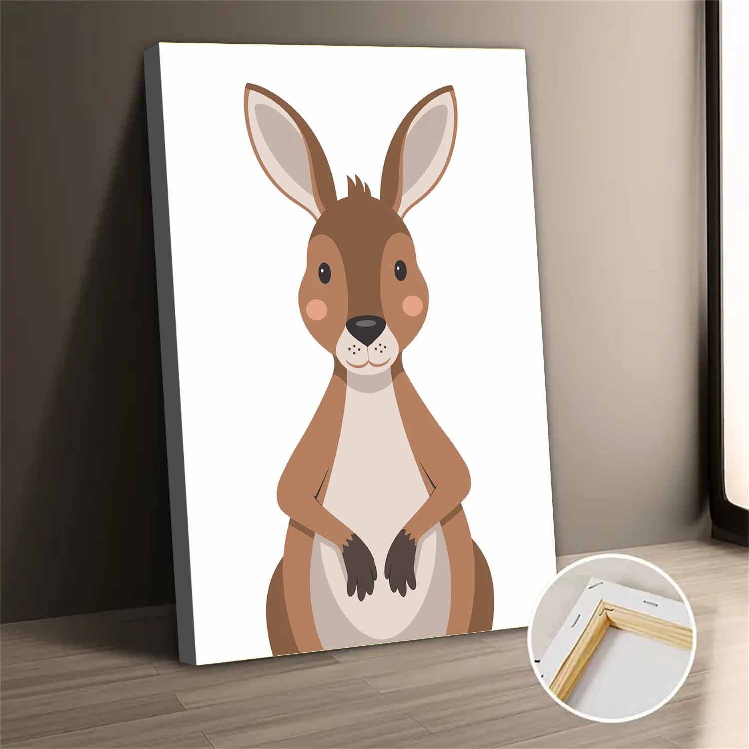 Cute Kangaroo Canvas Wall Art Print for Bedroom Living Room Home Decor ...