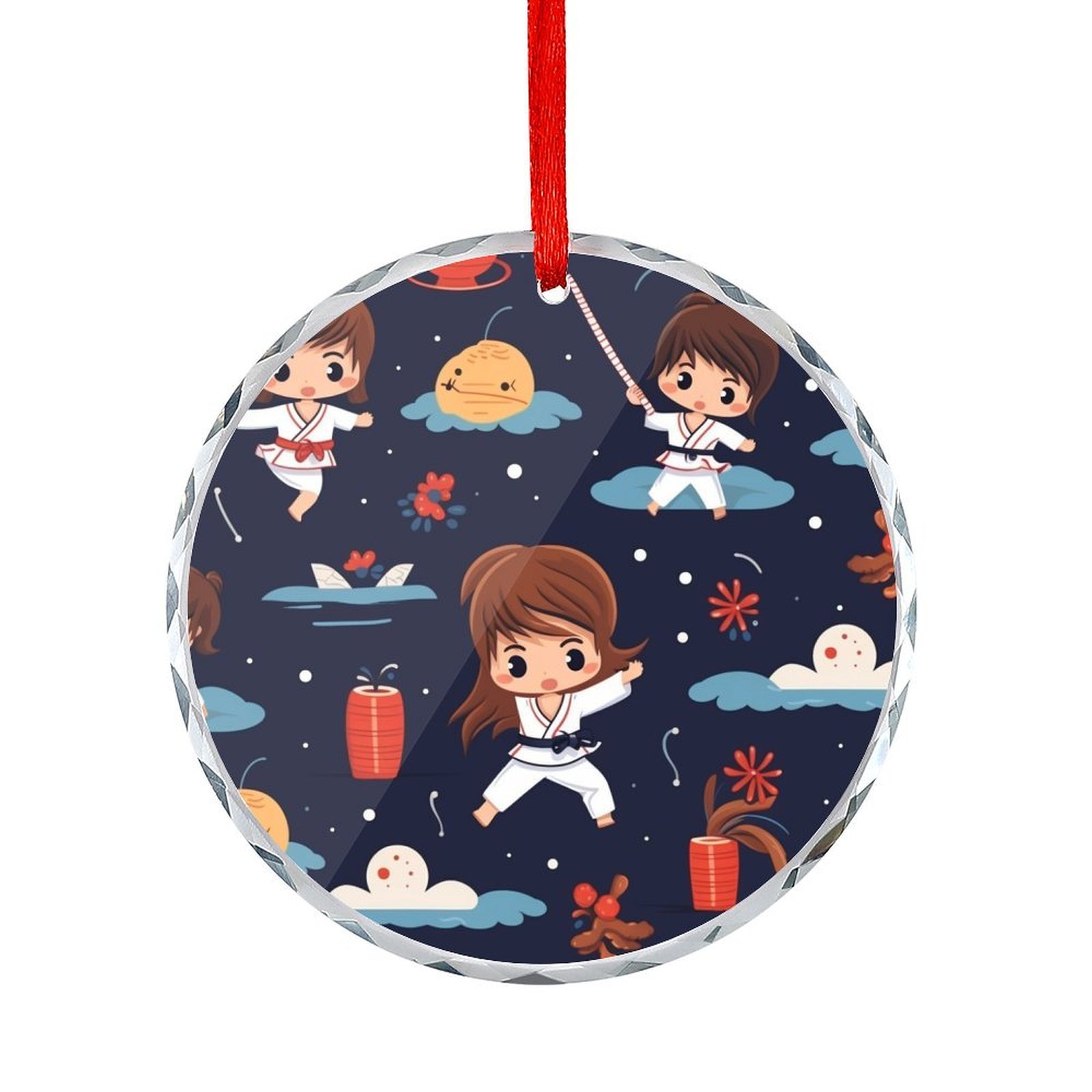 Cute Karate Girl Glass Ornament Children's Karate Hanging Ornament Gift ...