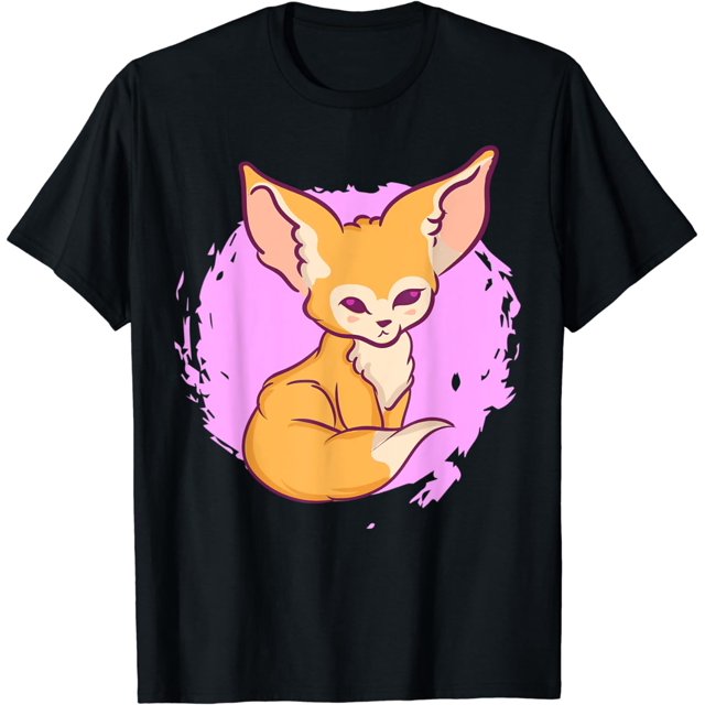 Cute Kawaii Anime Fennec Fox With Flowers Aesthetic Japanese T-Shirt ...