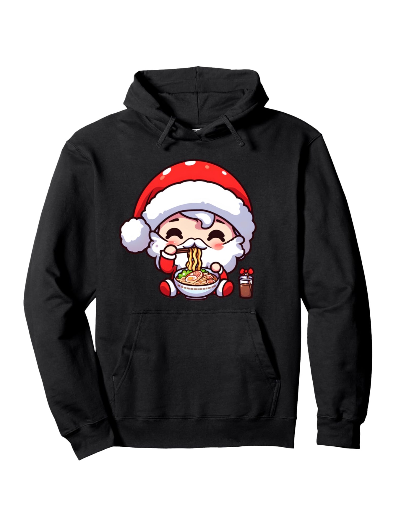 Cute Kawaii Anime Santa Eating Ramen Hoodie - Unisex 50% Cotton 50% ...