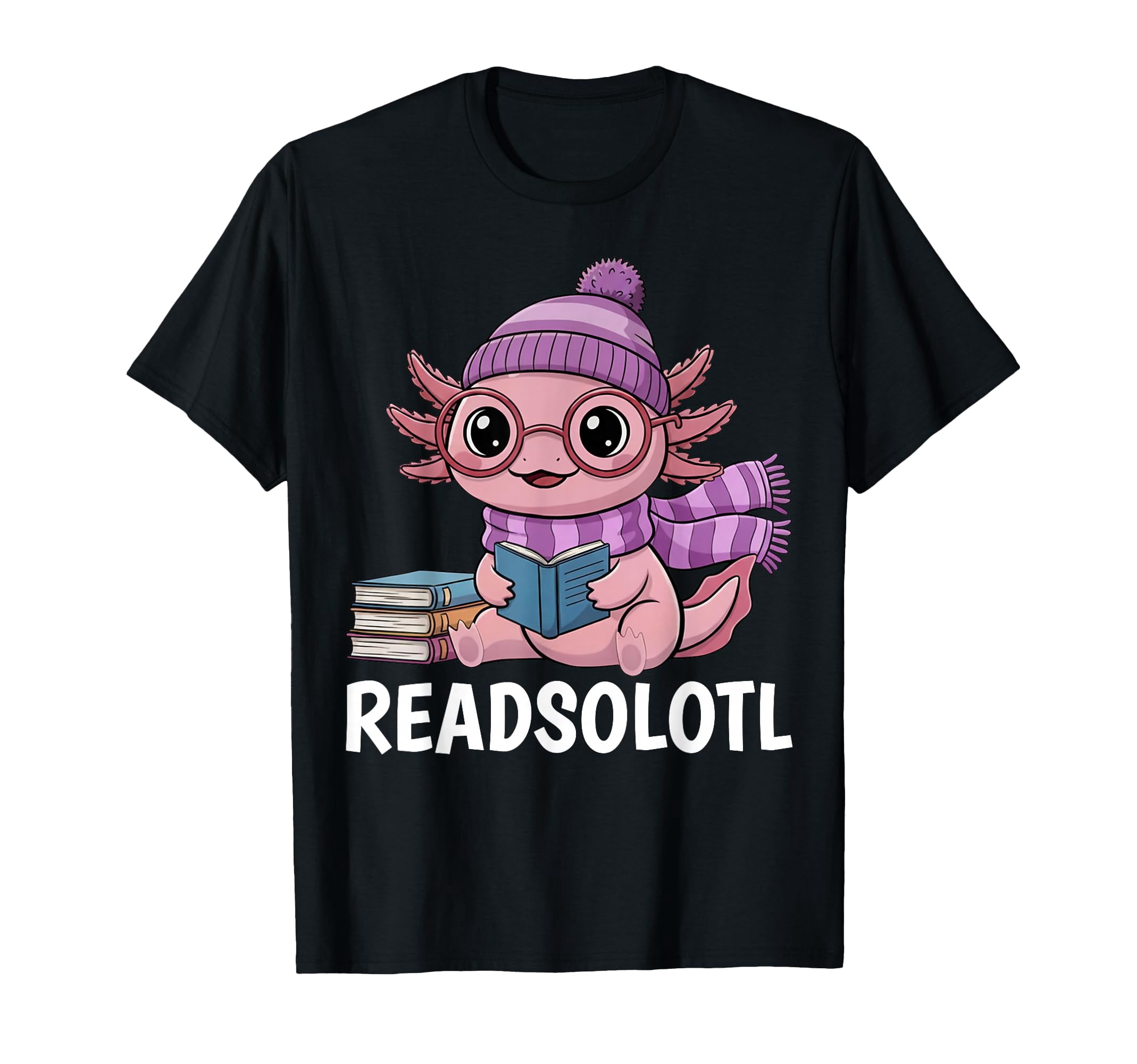 Cute Kawaii Axolotl Reading T-Shirt for Book Lovers - Funny and ...