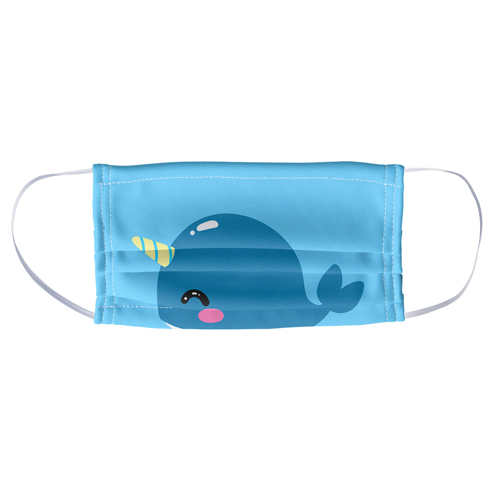 Cute Kawaii Baby Narwhal 1-Ply Reusable Face Mask Covering, Unisex ...