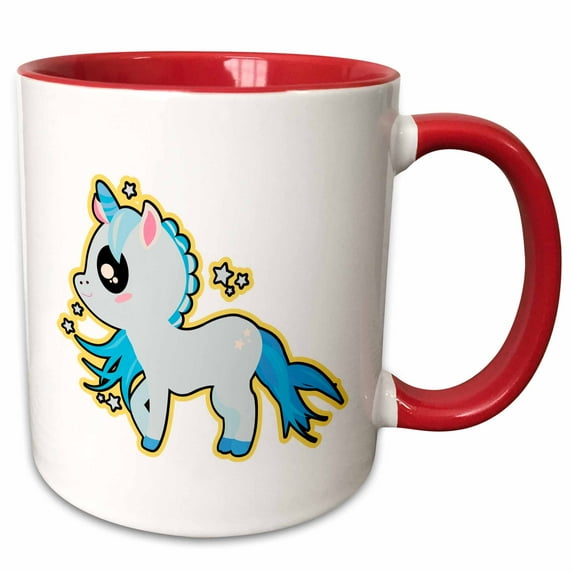 3drose, Cute Kawaii Boy Unicorn Character Cartoon, 11oz Two-tone Red ...
