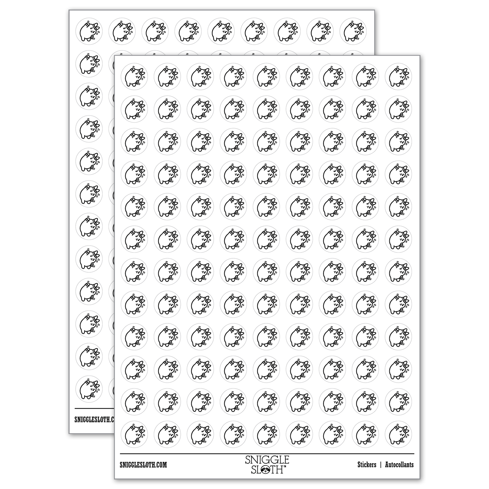 Cute Kawaii Bunny Rabbit Workout Exercise 200+ Round Stickers - White ...