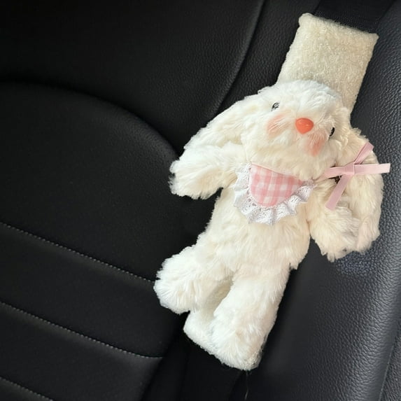 Cute Kawaii Bunny Seat Belt Cover, Winter Soft Pad, Car Strap Cushion ...