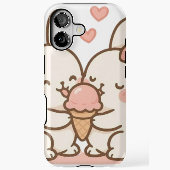 Cute Kawaii Bunny Sticker Style Art iPhone Case 17 16 15 14 13 12 11 ...