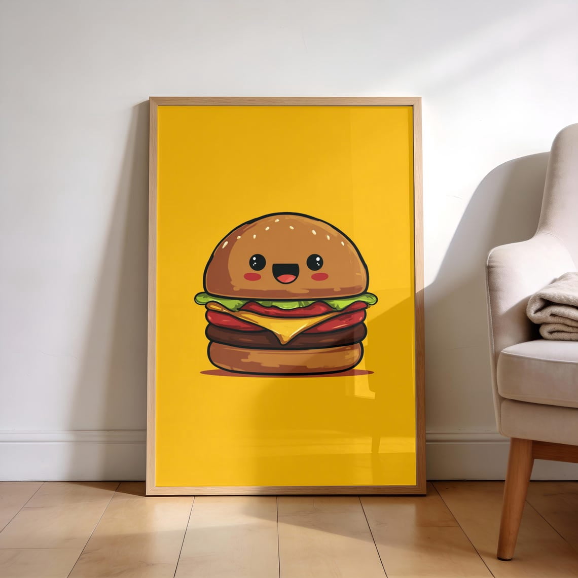 Cute Kawaii Burger Cartoon Fast Food Fun Kitchen Playful Food ...