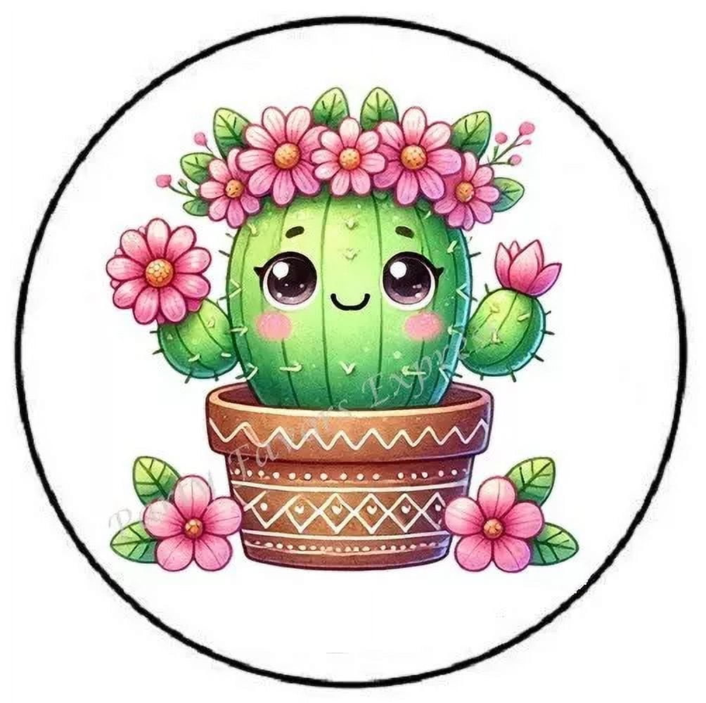 Cute Kawaii Cactus With Flowers Stickers Party Favors Phone Decal Water ...